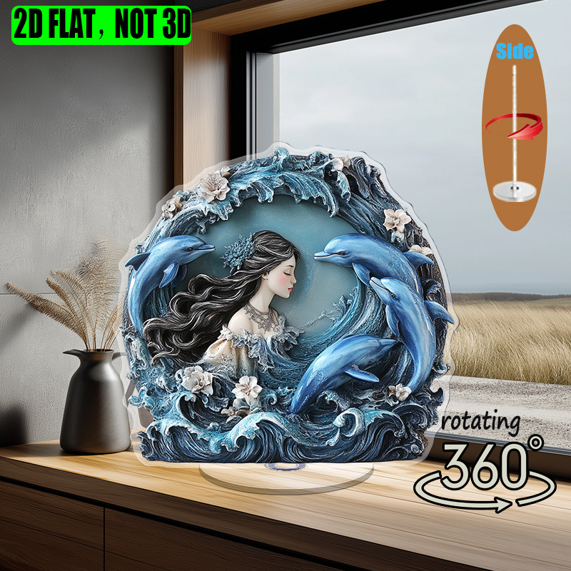 [2D flat] 1PC Rotating acrylic ornament featuring a mystical ocean ...