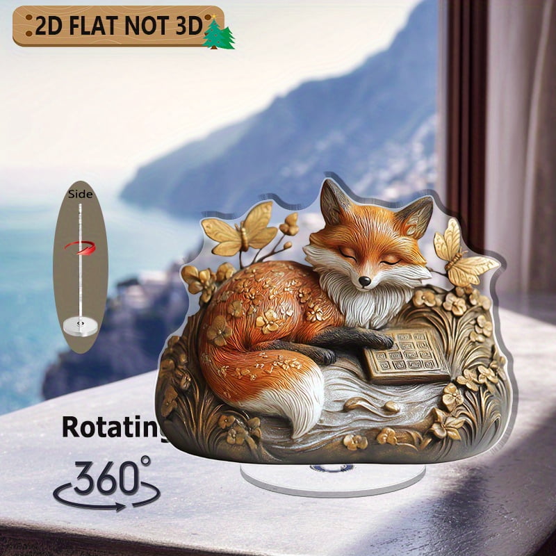 [2D flat] 1PC Rotating acrylic ornament featuring a playful fox by a ...