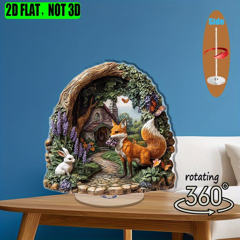 [2D flat] 1PC Rotating acrylic ornament featuring a playful fox with ...
