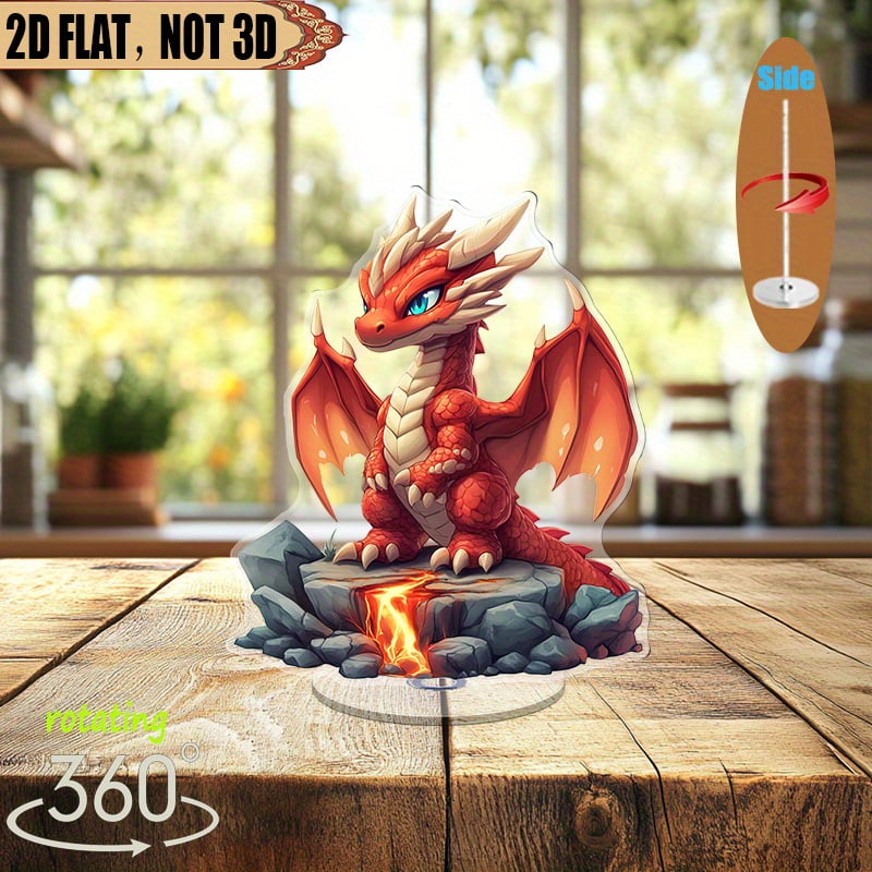 [2D flat] 1PC Rotating acrylic ornament featuring a powerful dragon ...