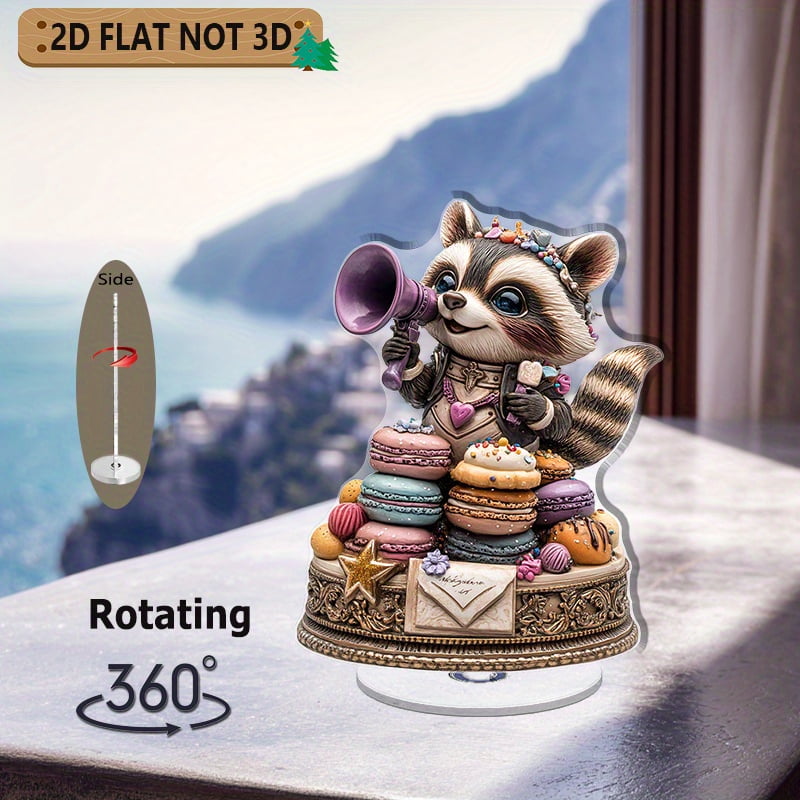 [2D flat] 1PC Rotating acrylic ornament featuring a raccoon on ...