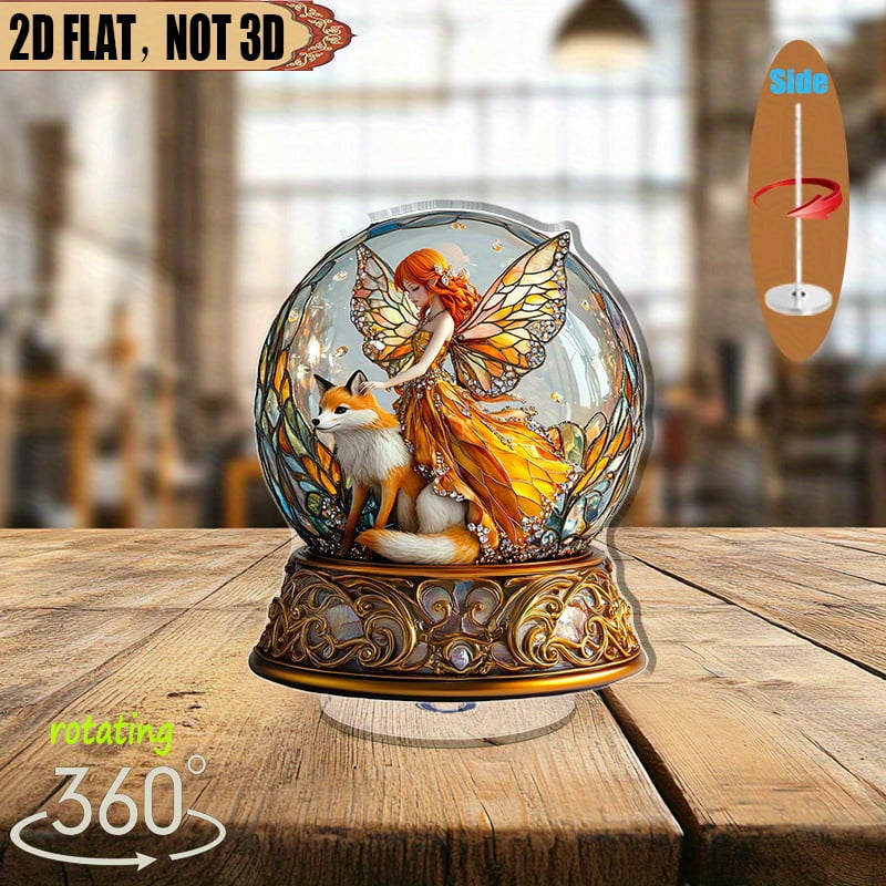 [2D flat] 1PC Rotating acrylic ornament featuring a stunning stained ...