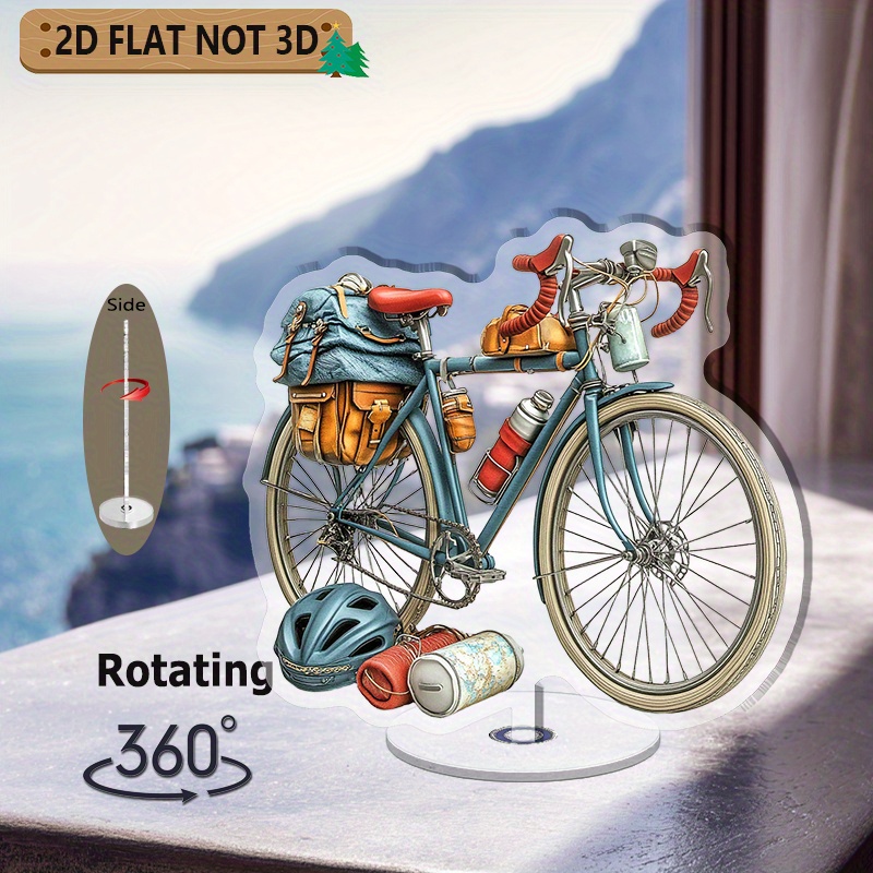 [2D flat] 1PC Rotating acrylic ornament featuring a vintage bicycle ...
