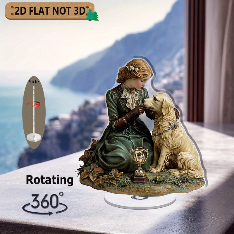 [2D flat] 1PC Rotating acrylic ornament featuring a young woman with a ...