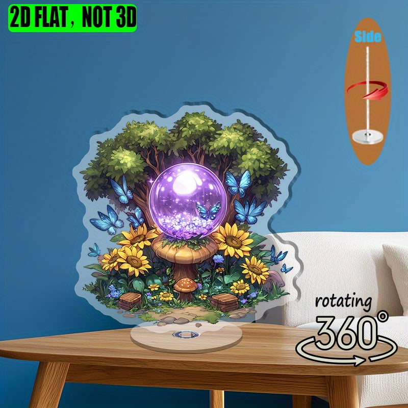 [2D flat] 1PC Rotating acrylic piece featuring a crystalline orb in a ...