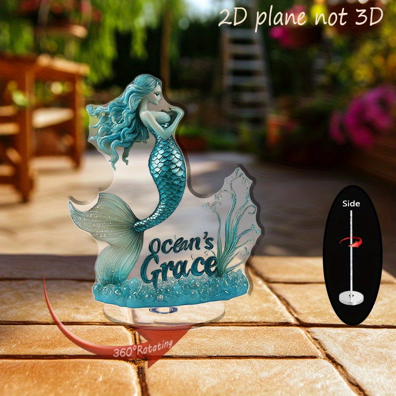 [2D flat] 1PC Rotating acrylic piece featuring a stunning mermaid with ...