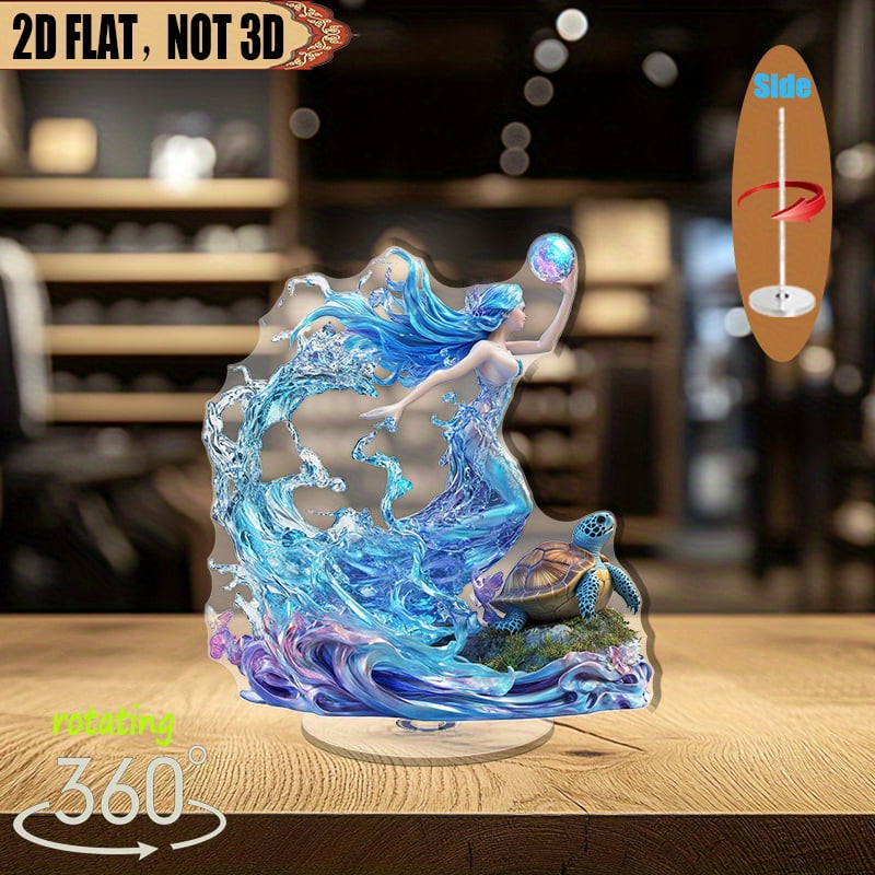 [2D flat] 1PC Rotating acrylic sculpture of a joyful water spirit ...
