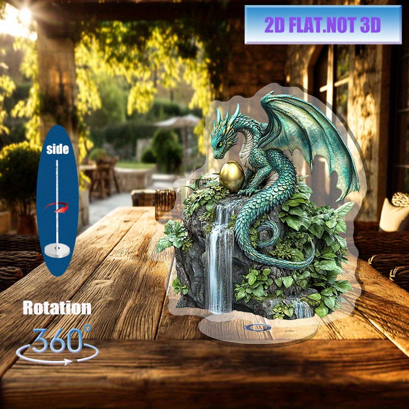 [2D flat] 1PC Rotating acrylic showcase featuring a majestic dragon ...