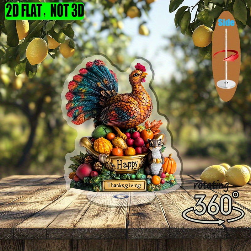 [2D flat] 1PC Rotating acrylic tabletop display featuring a festive ...