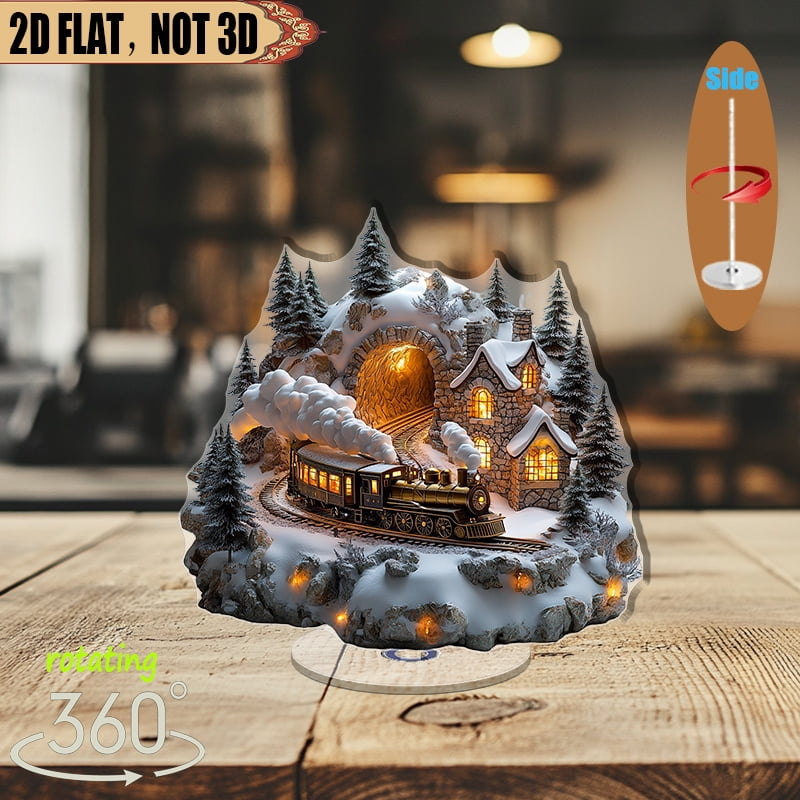 [2D flat] 1PC Rotating acrylic tabletop display featuring a golden ...