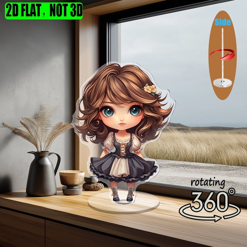 [2D flat] 1PC Rotating acrylic tabletop display featuring adorable ...