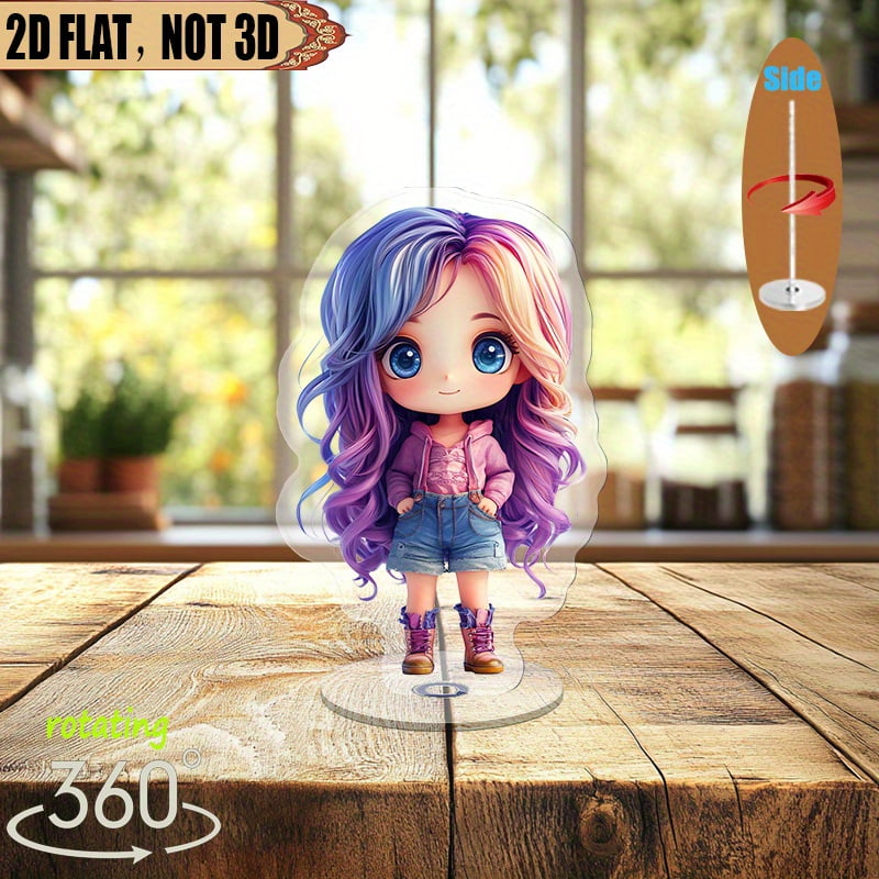 [2D flat] 1PC Rotating acrylic tabletop display featuring an adorable ...