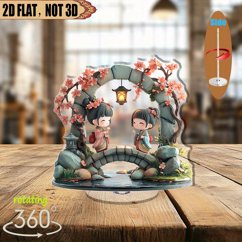 [2D flat] 1PC Rotating acrylic tabletop display featuring charming ...