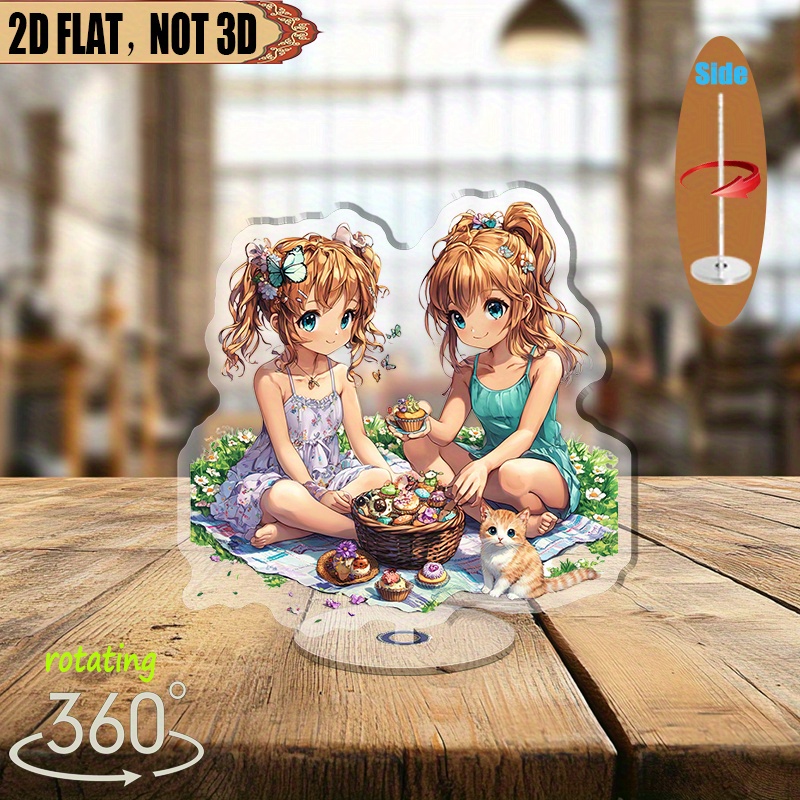 [2D flat] 1PC Rotating acrylic tabletop display featuring charming ...
