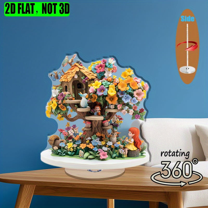 [2D flat] 1PC Rotating acrylic tabletop display featuring a charming ...