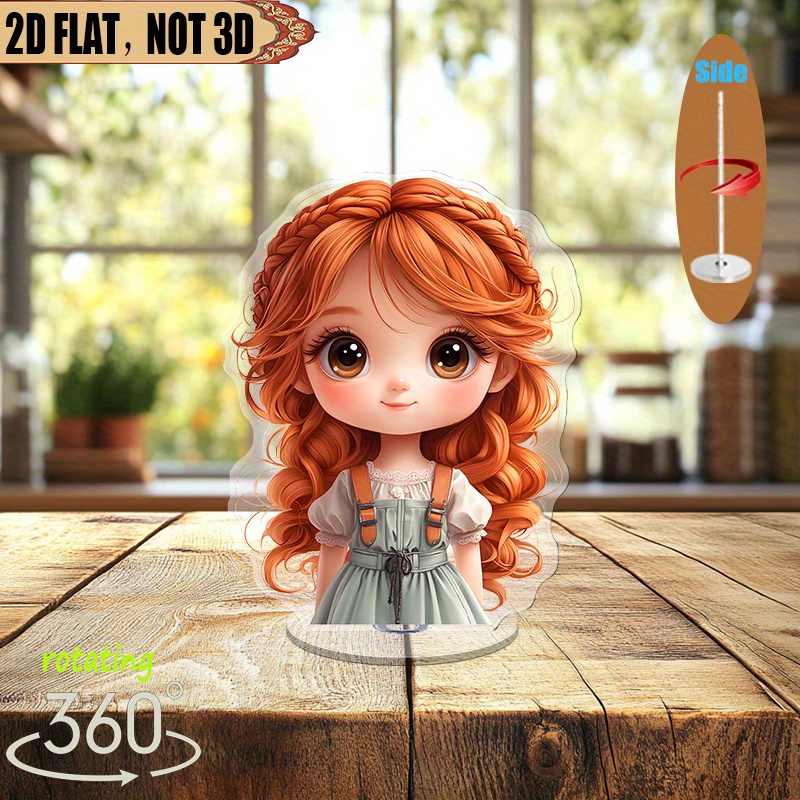 [2D flat] 1PC Rotating acrylic tabletop display featuring chibi style ...