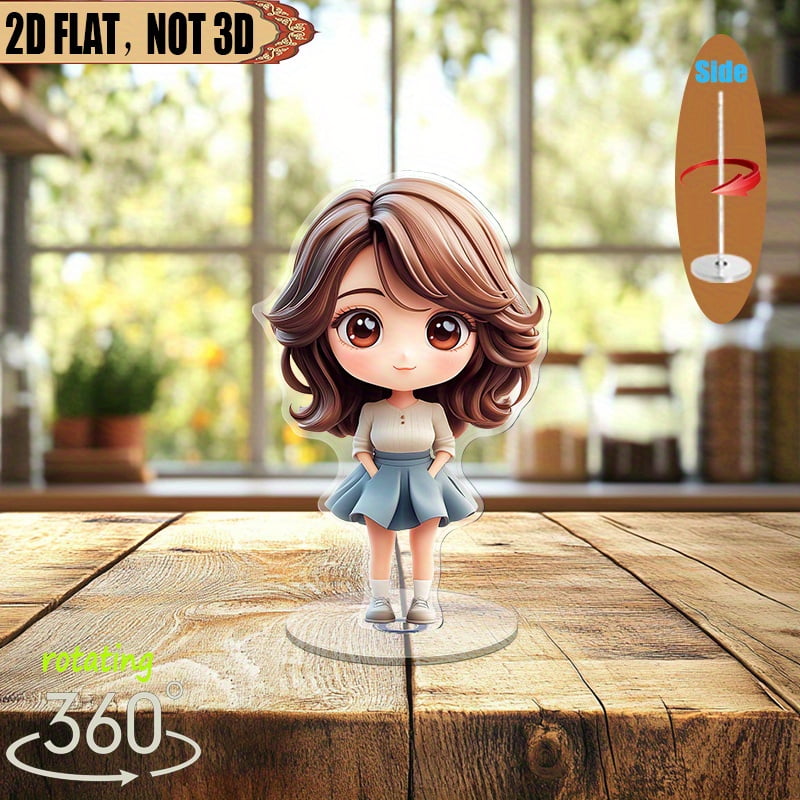 [2D flat] 1PC Rotating acrylic tabletop display featuring a cute chibi ...