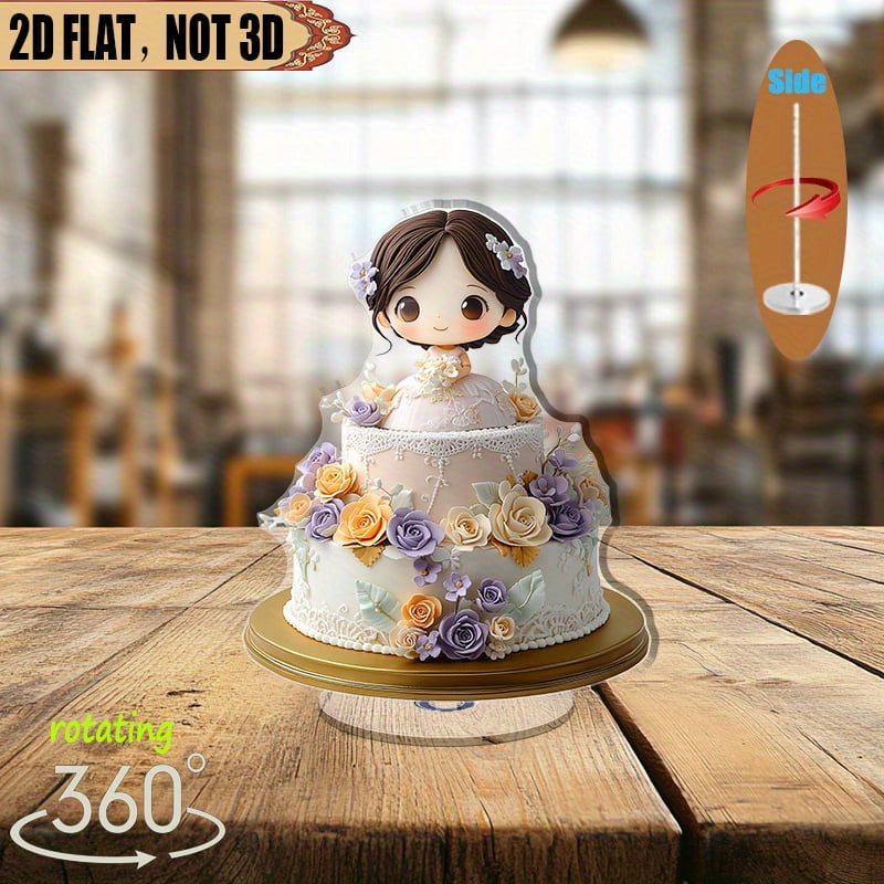 [2D flat] 1PC Rotating acrylic tabletop display featuring a cute chibi ...