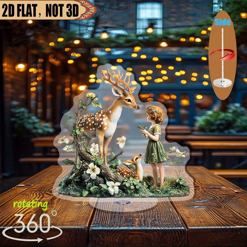 [2D flat] 1PC Rotating acrylic tabletop display featuring a forest ...