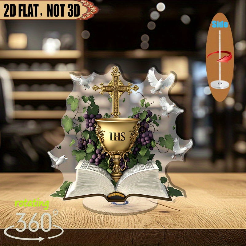 [2D flat] 1PC Rotating acrylic tabletop display featuring a golden ...