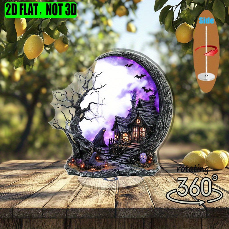 [2D flat] 1PC Rotating acrylic tabletop display featuring a haunting ...