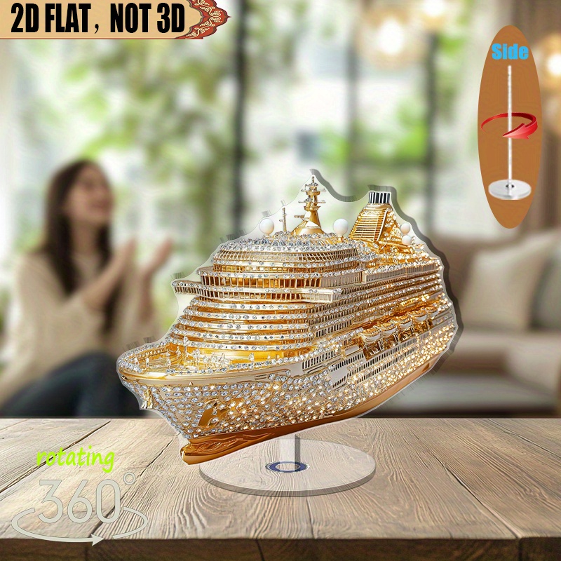 [2D flat] 1PC Rotating acrylic tabletop display featuring a luxurious ...