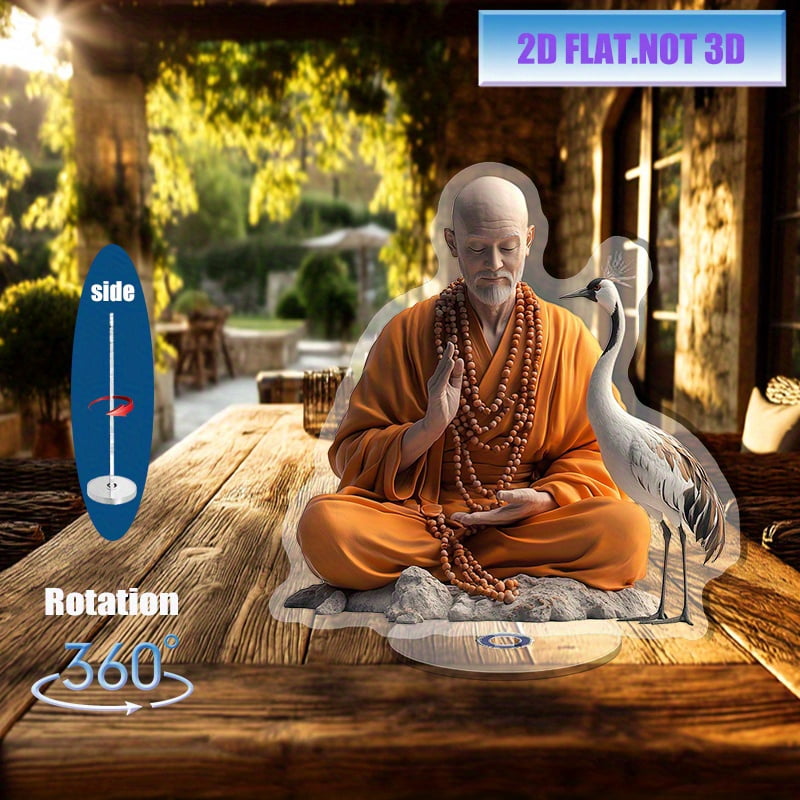 [2D flat] 1PC Rotating acrylic tabletop display featuring a meditating ...