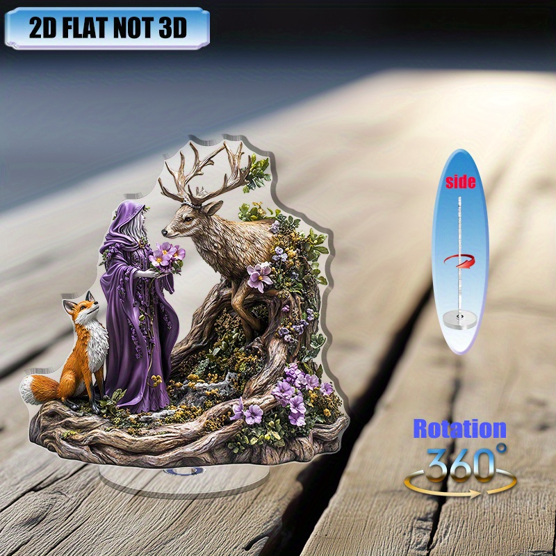 [2D flat] 1PC Rotating acrylic tabletop display featuring a nature ...