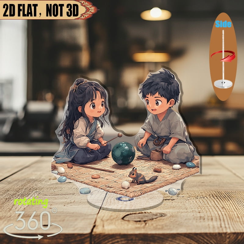 [2D flat] 1PC Rotating acrylic tabletop display featuring playful scene ...