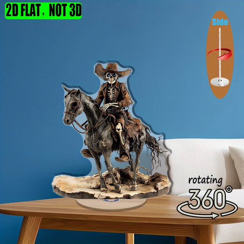 [2D flat] 1PC Rotating acrylic tabletop display featuring a skeleton ...