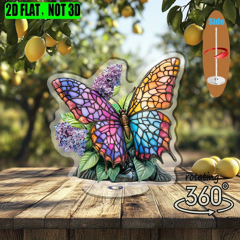 [2D flat] 1PC Rotating acrylic tabletop display featuring a vibrant ...