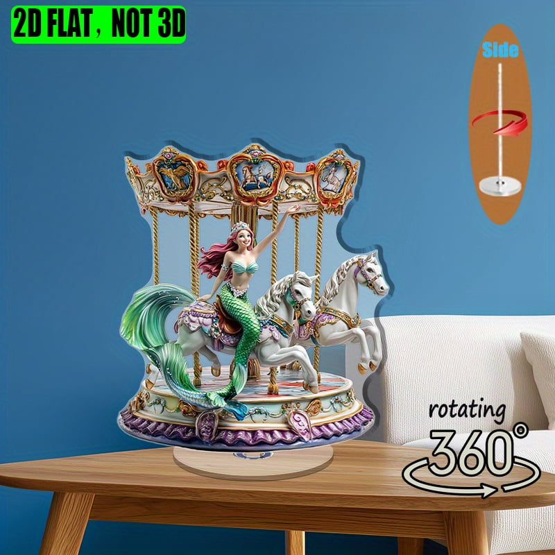 [2D flat] 1PC Rotating acrylic tabletop display featuring a vibrant ...