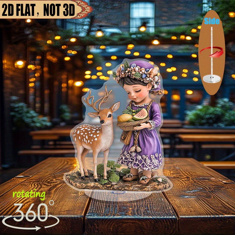 [2D flat] 1PC Rotating acrylic tabletop display featuring a whimsical ...