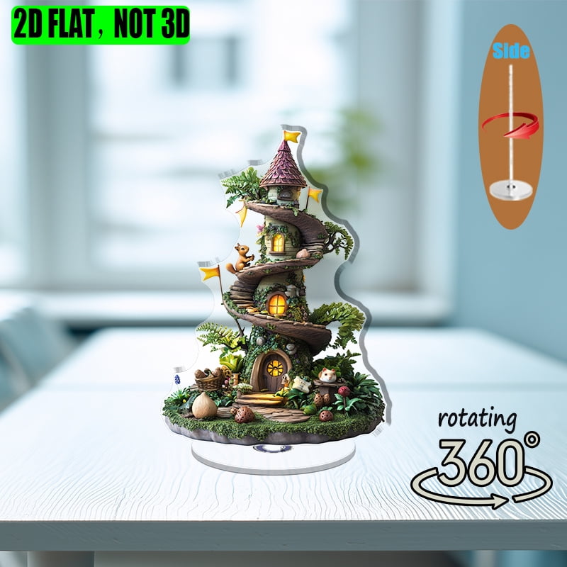 [2D flat] 1PC Rotating acrylic tabletop display featuring a whimsical ...