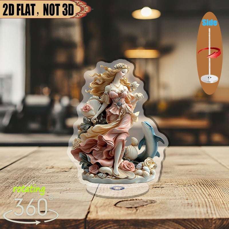 [2D flat] 1PC Rotating acrylic tabletop display featuring a woman in a ...