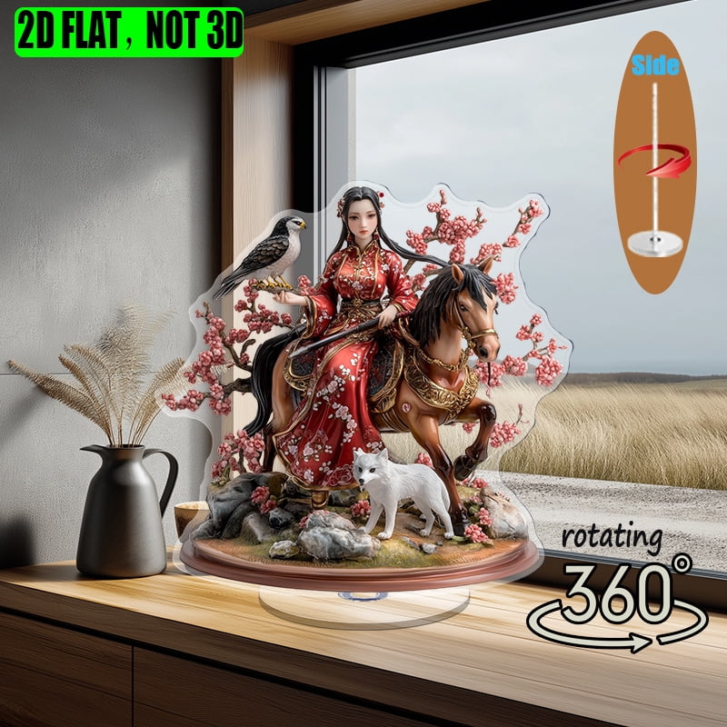 [2D flat] 1PC Rotating acrylic tabletop display featuring a woman in ...
