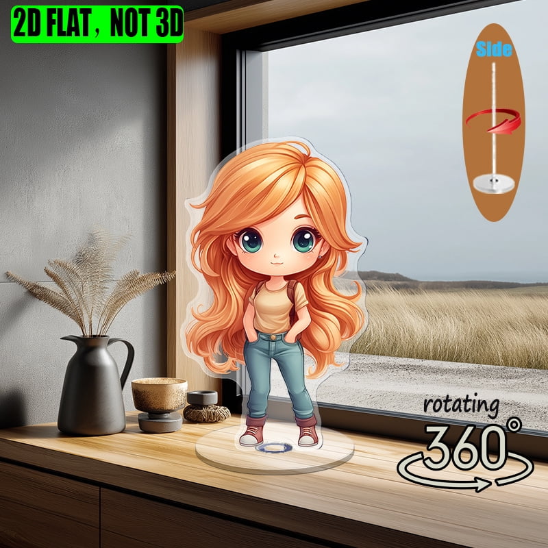 [2D flat] 1PC Rotating acrylic tabletop display with vivid characters ...