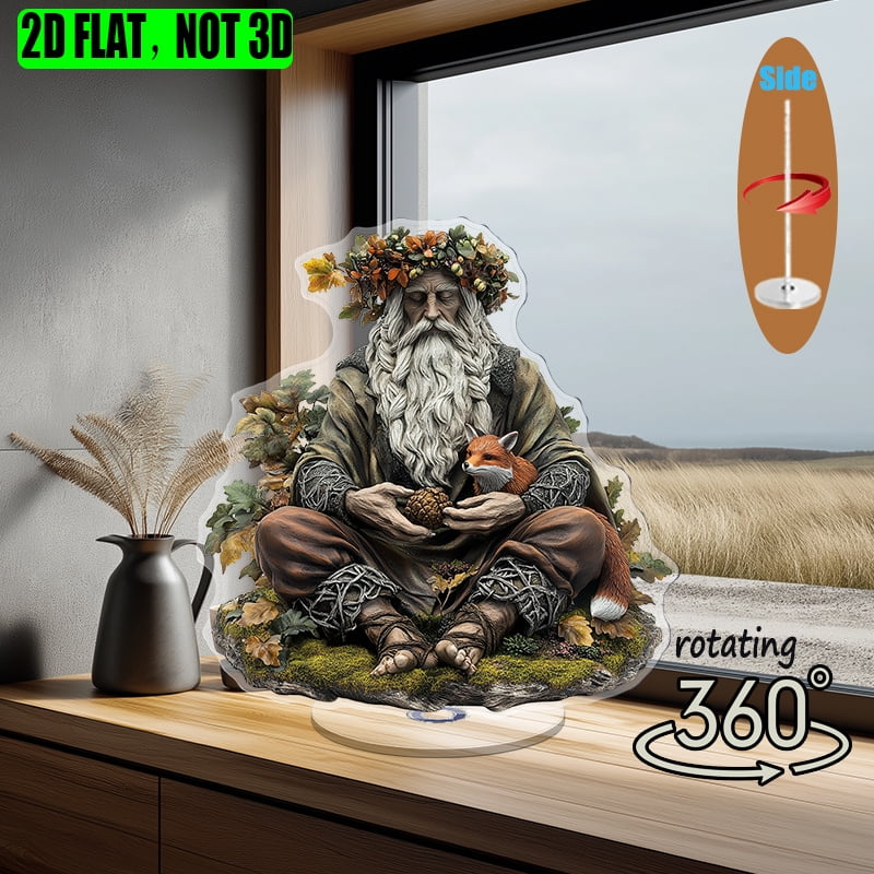 [2D flat] 1PC Rotating acrylic tabletop figurine featuring a wise old ...