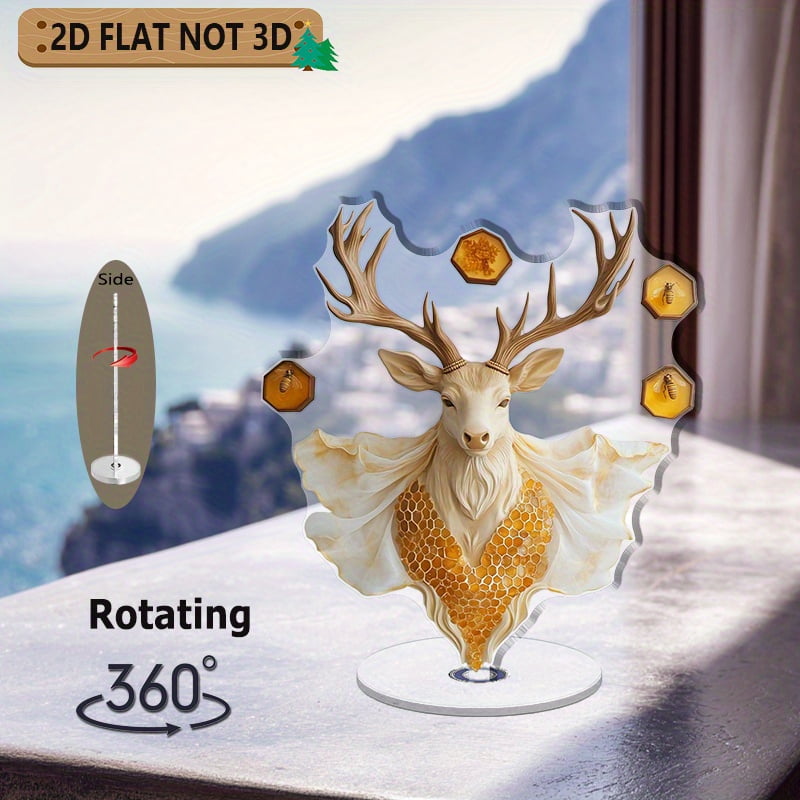[2D flat] 1PC Rotating acrylic tabletop ornament featuring the Deer ...