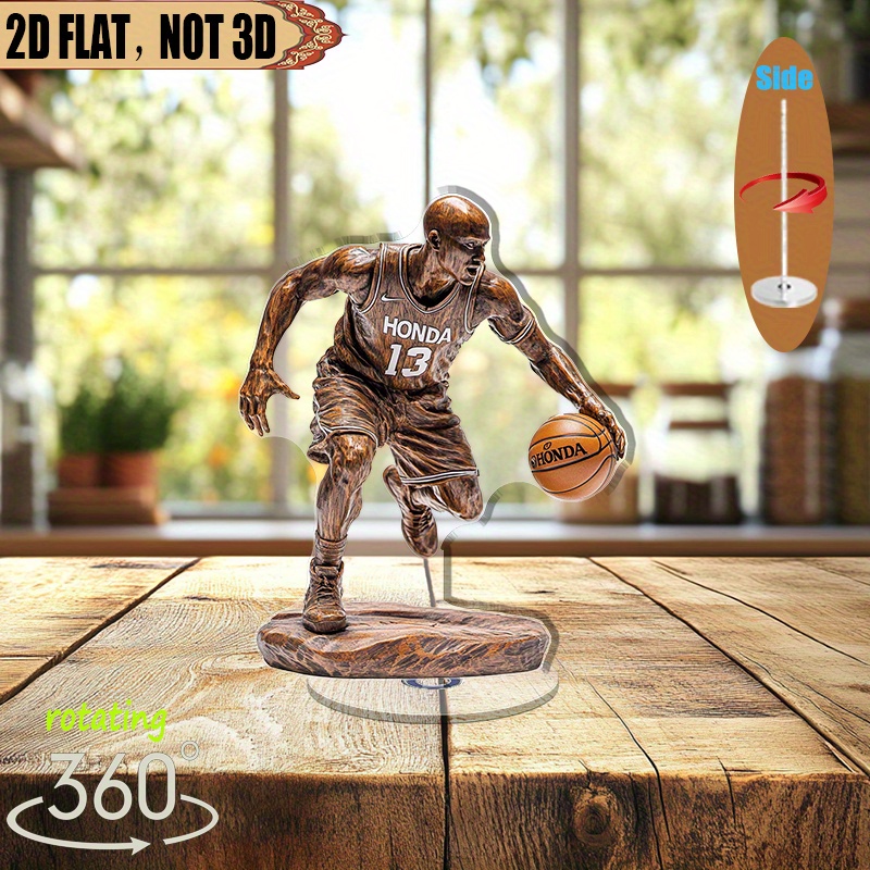 [2D flat] 1PC Rotating acrylic tabletop ornament featuring a basketball ...