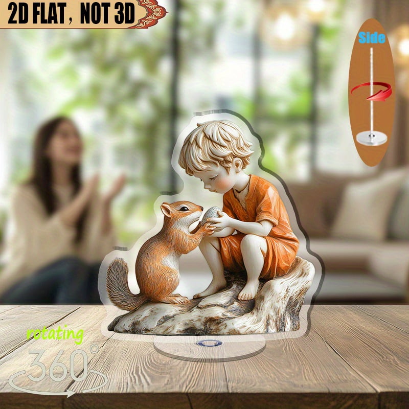 [2D flat] 1PC Rotating acrylic tabletop ornament featuring a cheerful ...