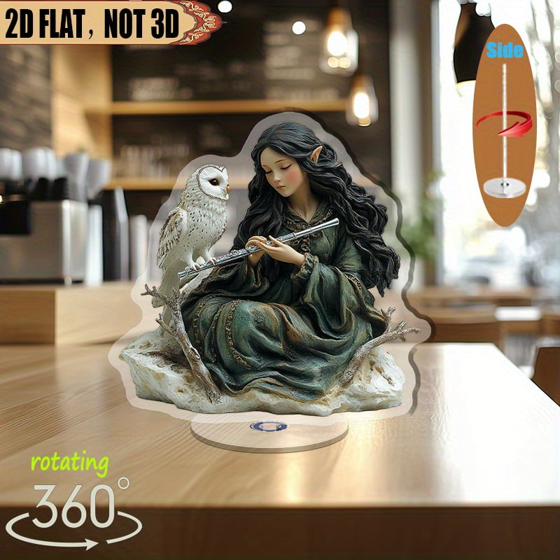 [2D flat] 1PC Rotating acrylic tabletop ornament featuring an elf ...
