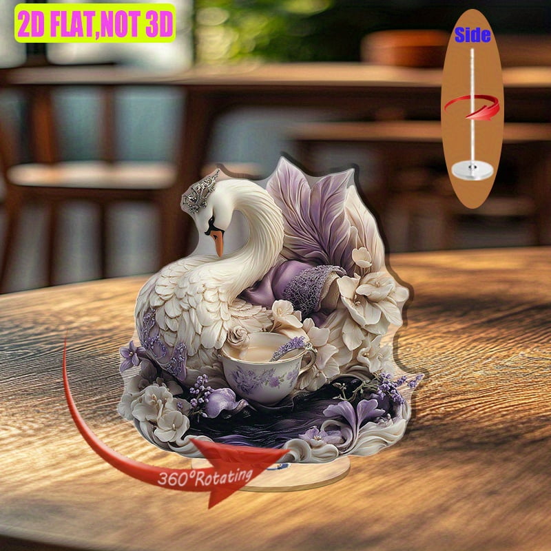[2D flat] 1PC Rotating acrylic tabletop ornament featuring a graceful ...