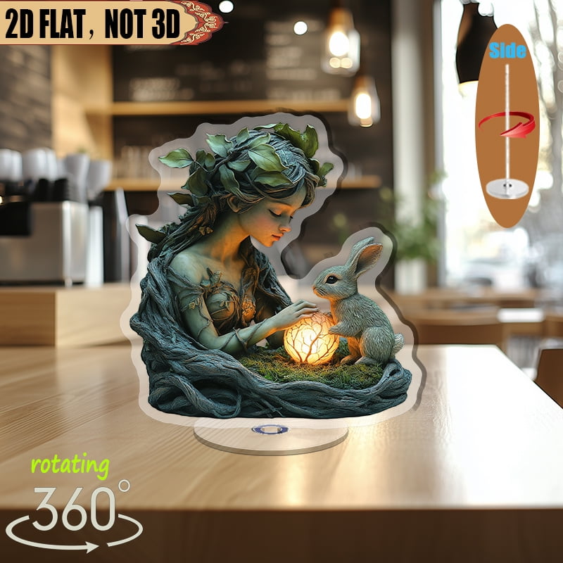 [2D flat] 1PC Rotating acrylic tabletop ornament featuring a lively ...