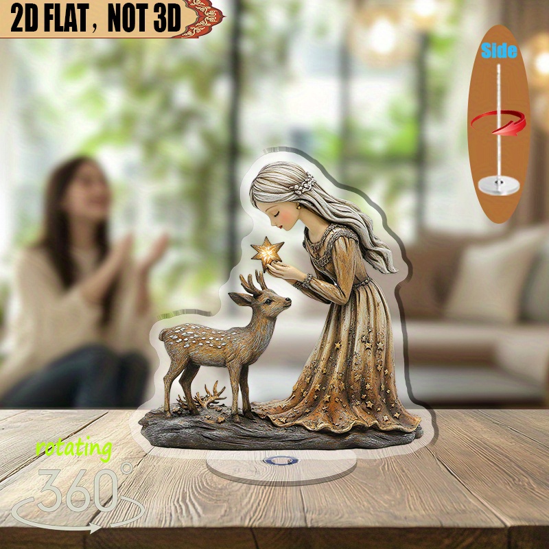 [2D flat] 1PC Rotating acrylic tabletop ornament featuring a luminous ...