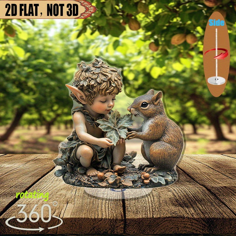 [2D flat] 1PC Rotating acrylic tabletop ornament featuring a playful ...