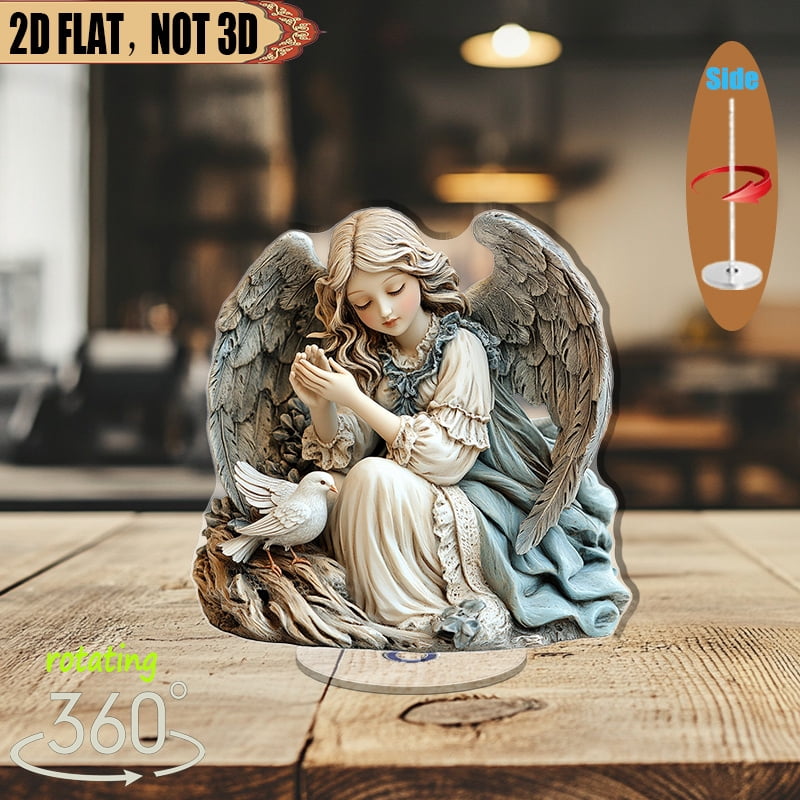 [2D flat] 1PC Rotating acrylic tabletop ornament featuring a serene ...