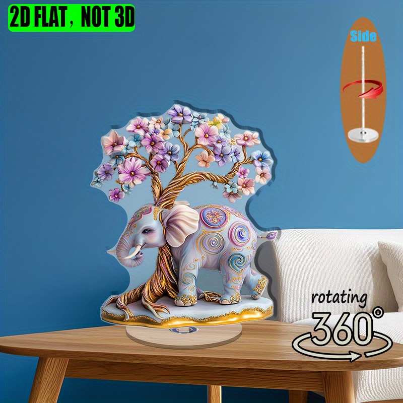 [2D flat] 1PC Rotating acrylic tabletop ornament featuring a serene ...