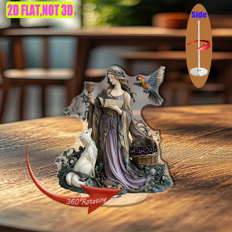 [2D flat] 1PC Rotating acrylic tabletop ornament featuring a serene ...