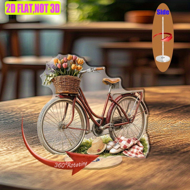 [2D flat] 1PC Rotating acrylic tabletop ornament featuring a vintage ...
